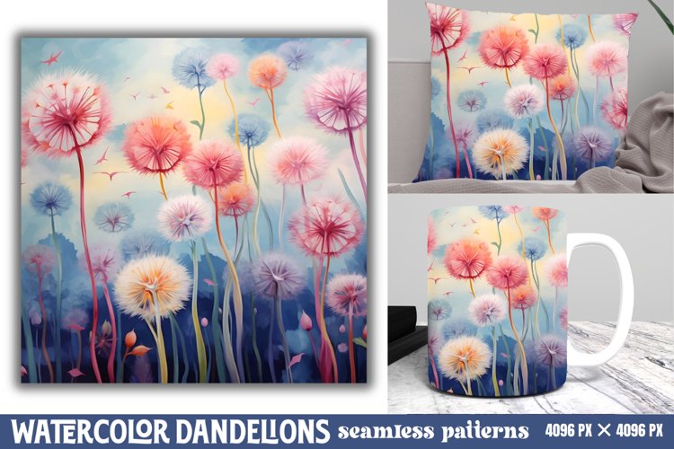 Watercolor dandelions digital paper Backgrounds,