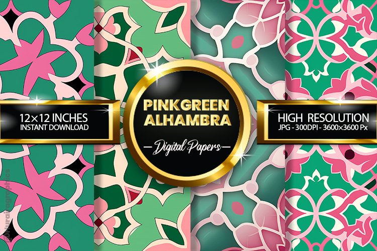 PinkGreen Alhambra Digital Papers - 04 Variations (3535238)