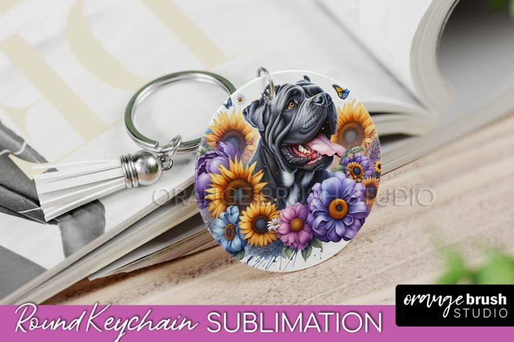 Cane Corso Keychain Dog Sublimation Floral PNG