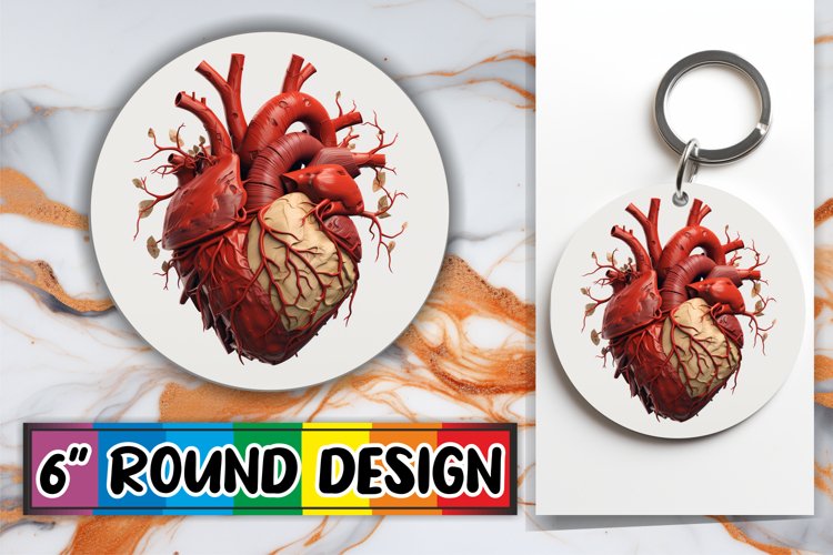Realistic Heart Sublimation Circle