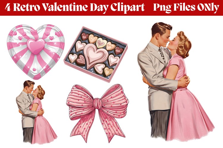 Retro Valentine Day Clipart PNG (5156746)