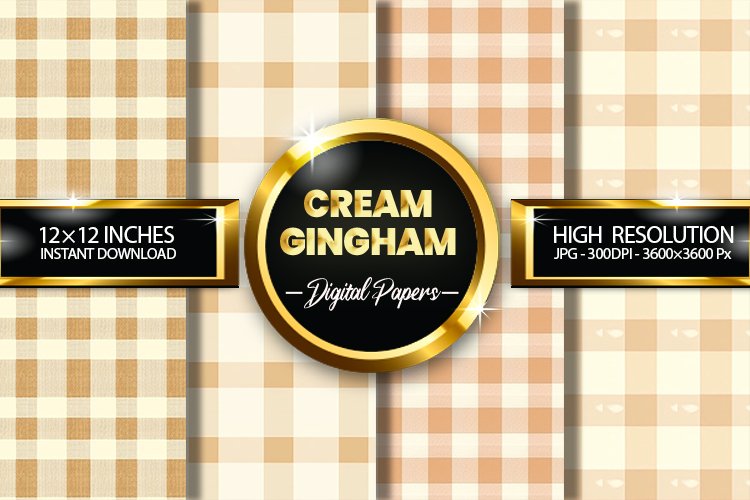 Cream Gingham Digital Papers - 04 Variations (3001247)