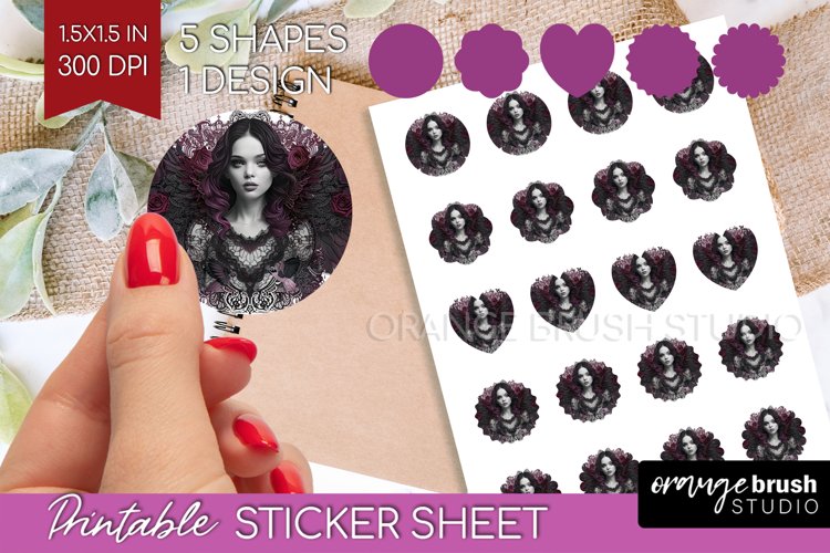 Dark Gothic Round Sticker - Victorian Gothic (4893630)