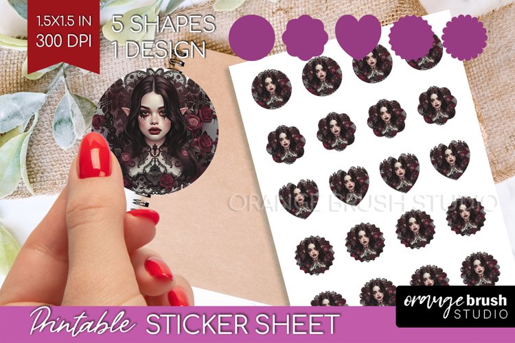 Dark Gothic Round Sticker - Victorian Gothic (4893701)