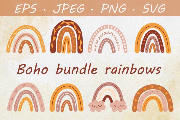Boho rainbows. Boho rainbow PNG. Rainbow Clipart.