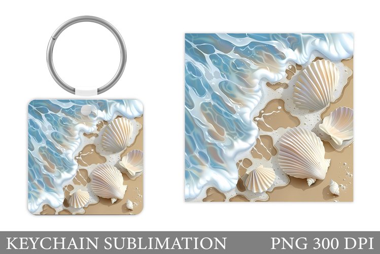 3D Seashell Keychain Sublimation. Sea Keychain (3750887)