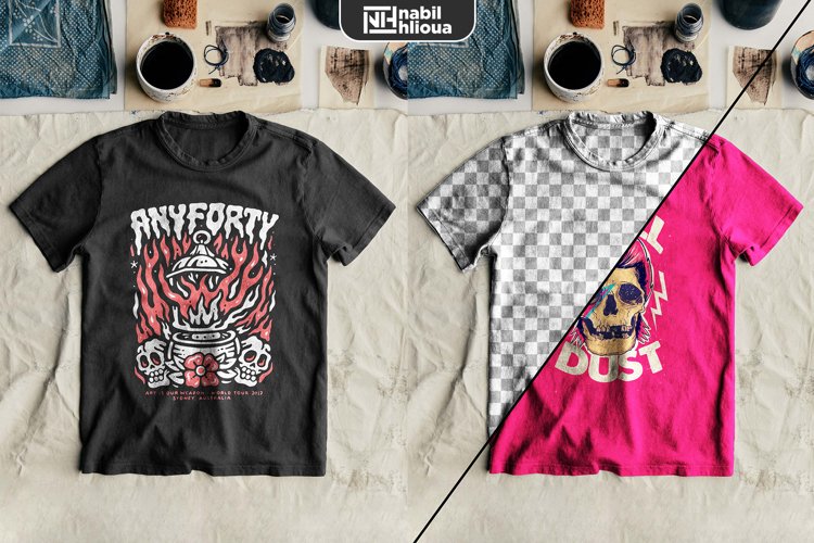 realistic look front t-shirt mockup PSD Template
