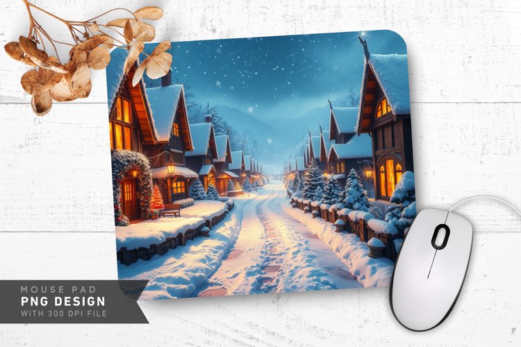 Winter Path Through Frosty Forest Mouse Pad PNG