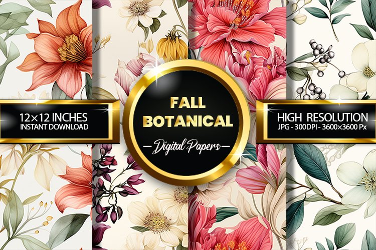 Fall Botanical Digital Papers - 04 Variations (2990607)