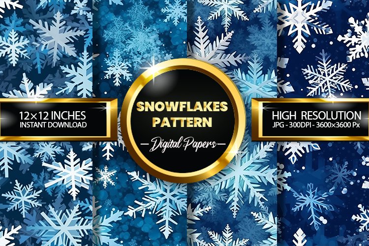 Snowflakes Pattern Digital Papers - 04 Variations (3007193)