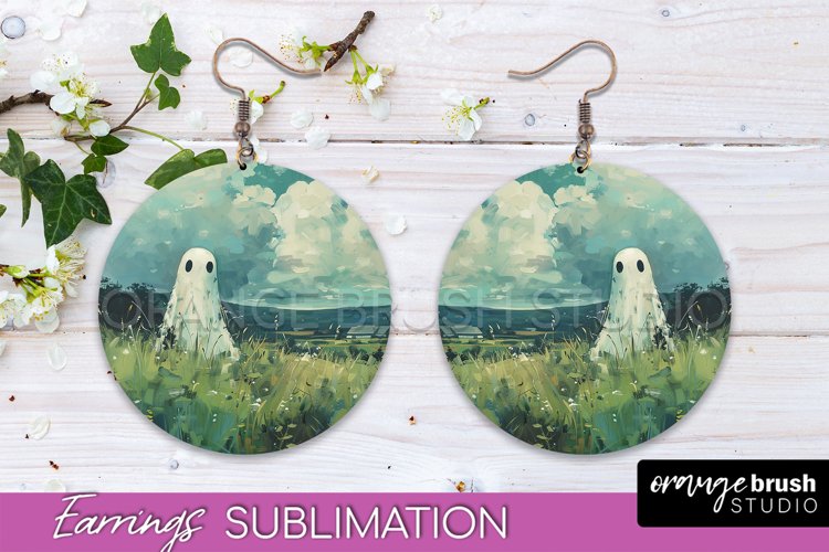 Halloween Earrings - Cute Ghost Round Earring (4127448)