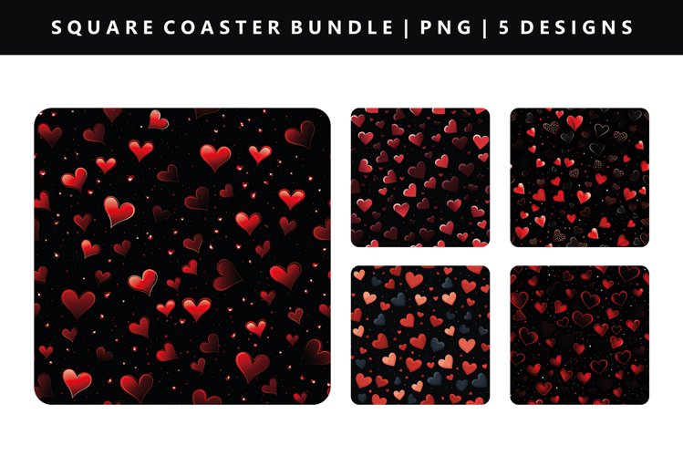 Heart Square Coaster Design | Square Coaster PNG (3215889)