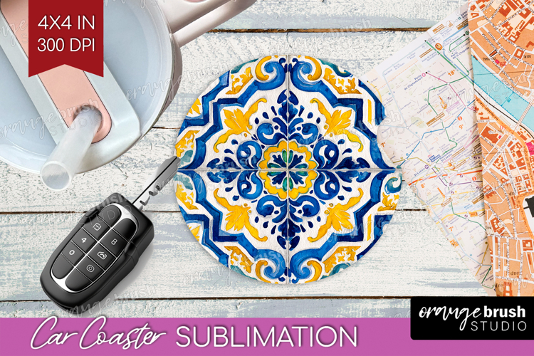 Mediterranean Car Coaster - Italian Tile Coaster (5803256)