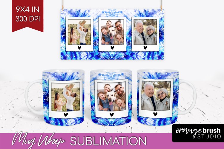 Winter Photo Frame Mug Wrap - Tie Dye Mug (4811519)