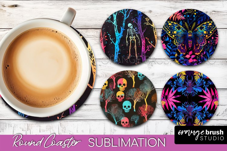 Neon Halloween Coasters - Spooky Round Coaster (4409566)