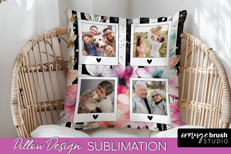 Family Photo Frame Pillow Sublimation - Floral (4215345)