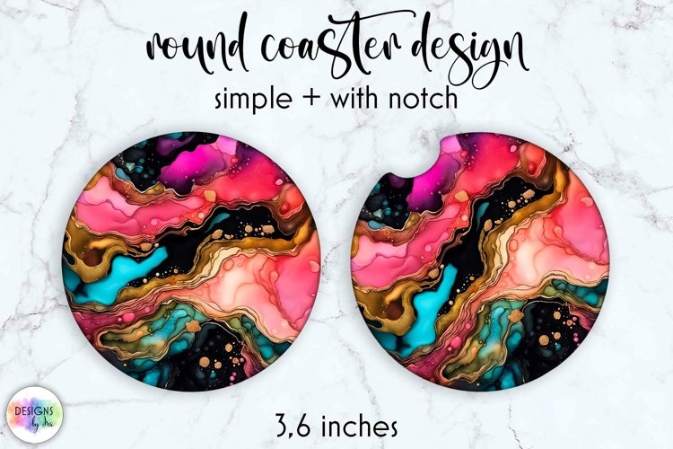 Abstract Pink Car Coaster | Liquid Art Round Coaster Design