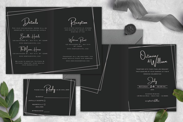 Wedding Invitation All In One - LONDON MIDNIGHT
