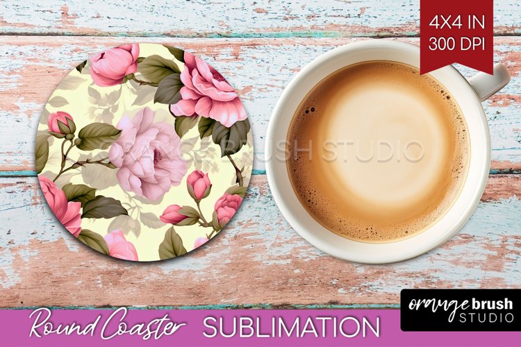 Spring Flowers Round Coaster - Floral Coaster PNG (5212816)