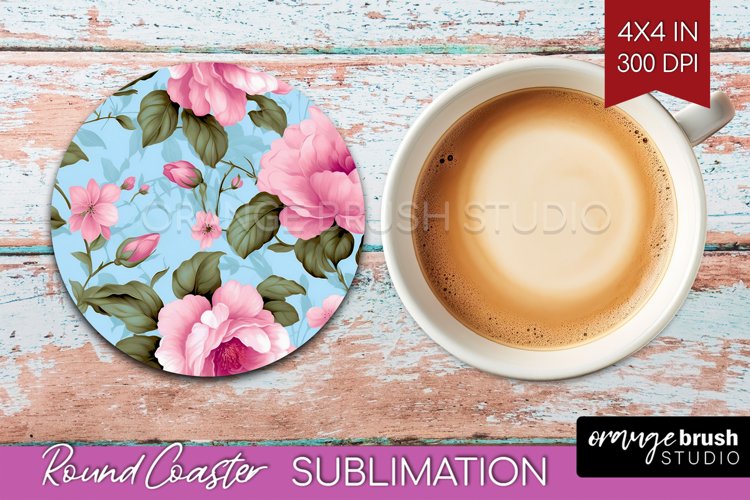 Spring Flowers Round Coaster - Floral Coaster PNG (5212817)