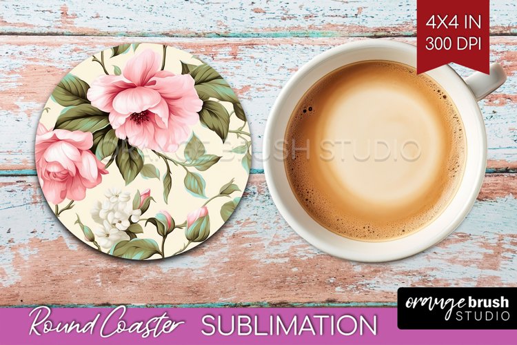 Spring Flowers Round Coaster - Floral Coaster PNG (5212863)