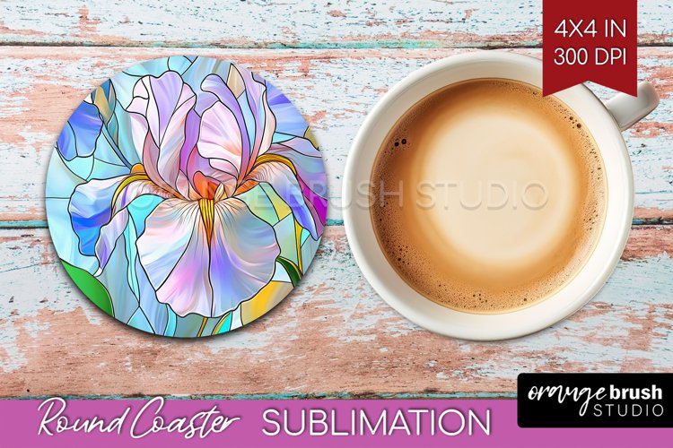 Stained Glass Flowers Round Coaster - Floral (5117400)