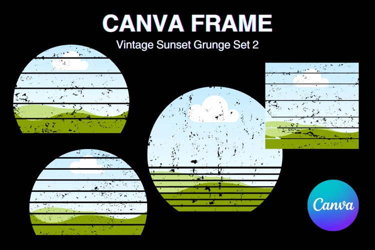 Retro Sunset Canva Frame Grunge Distressed Photo (4093152)