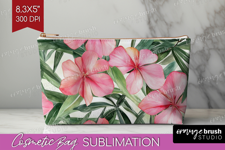 Tropical Flowers Cosmetic Bag - Floral Makeup Bag (5527786)
