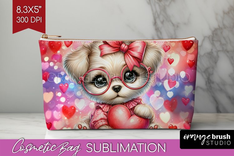 Valentine Dog Cosmetic Bag - Cute Puppy Makeup Bag (5224380)