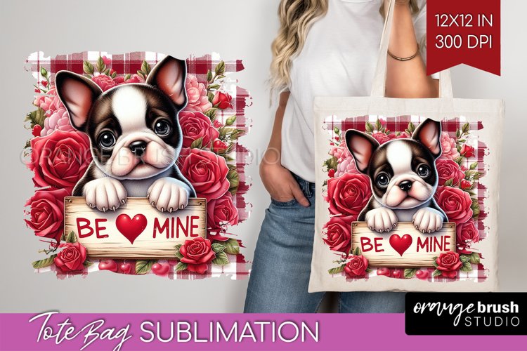 Valentine Dog Tote Bag - Valentines Day Tote Bag (5091566)