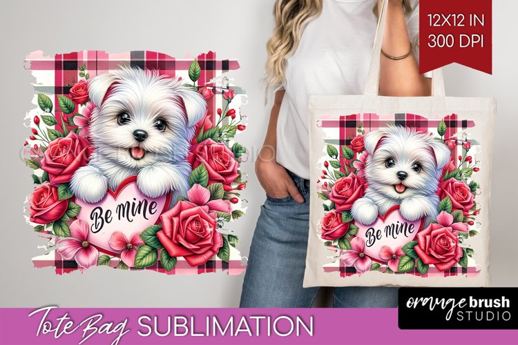 Valentine Dog Tote Bag - Valentines Day Tote Bag (5091573)