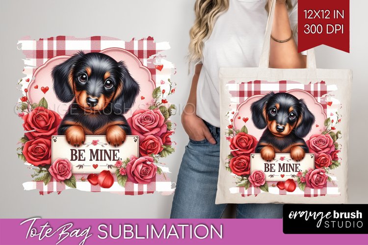 Valentine Dog Tote Bag - Valentines Day Tote Bag (5091591)