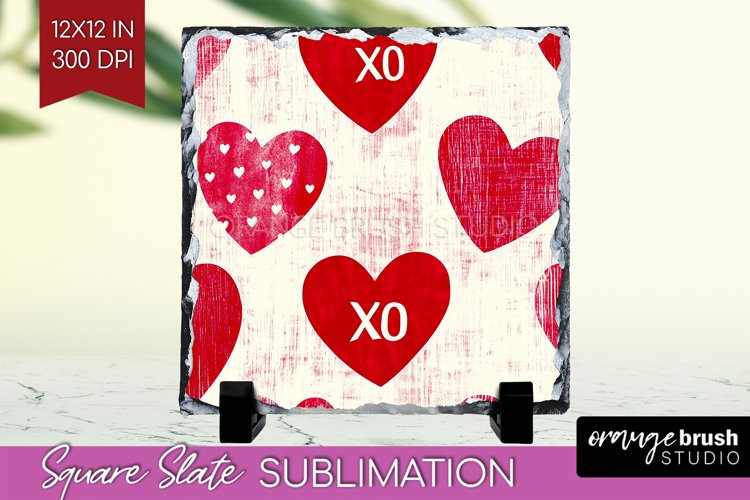 Hearts Slate PNG - Valentines Day Square Slate (5195572)