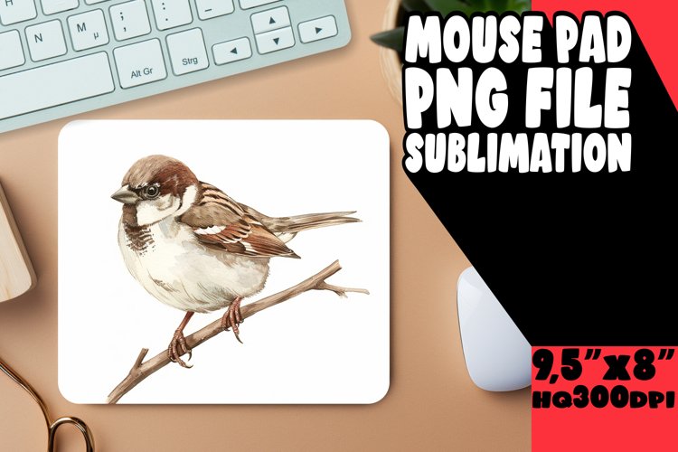 Birds on Branches Watercolor Mouse Pad