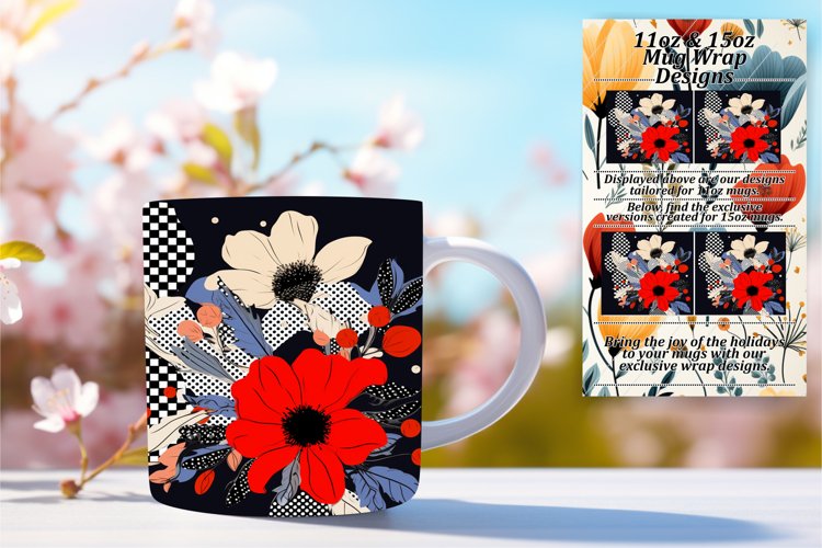 Sublime Flower Pattern Mug Wrap - 11oz/15oz