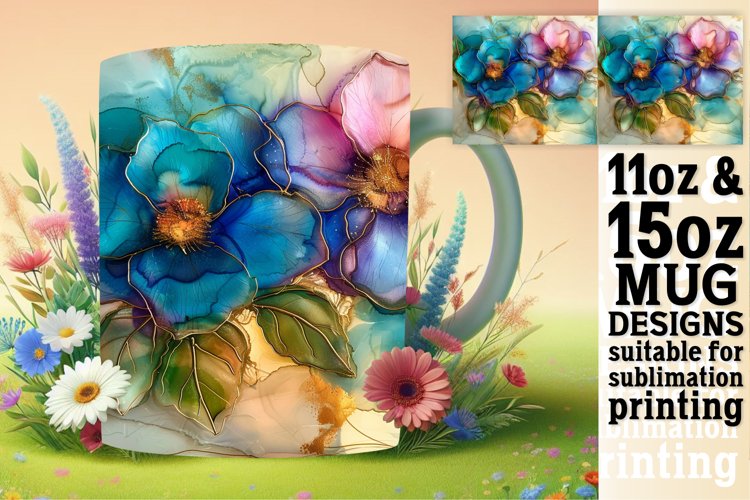 Enchanting Flower Pattern Mug Wrap: 3D Sublimation