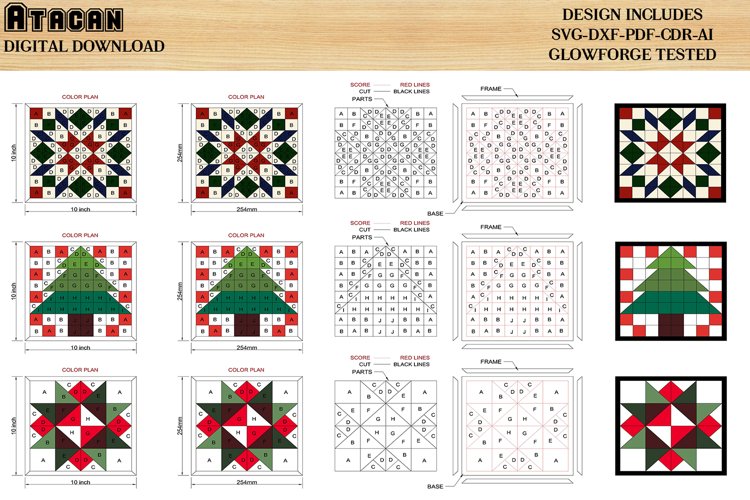 Snowflake Quilt blocks, Christmas Barn Quilt Svg, Noel Tree (2146763 ...