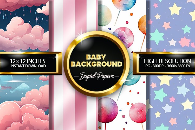 Baby Background Digital Papers - 04 Variations (3001409)