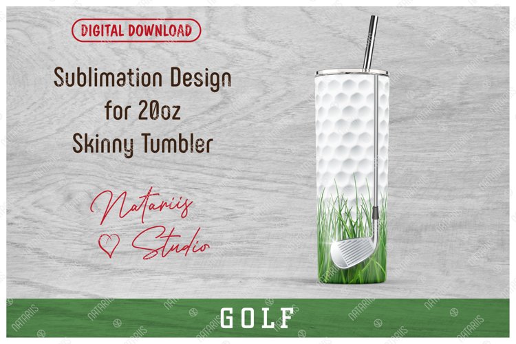 Realistic Golf Pattern for 20oz SKINNY TUMBLER. (1586186) | Sublimation ...