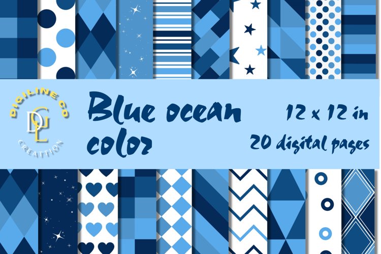 Blue Ocean Hues beach holiday Digital paper summer clipart