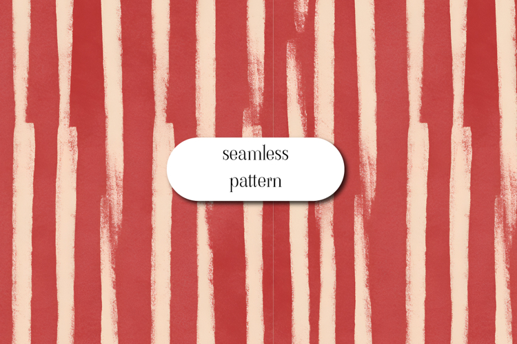 Seamless Red Striped Pattern with Hand Painted Lines