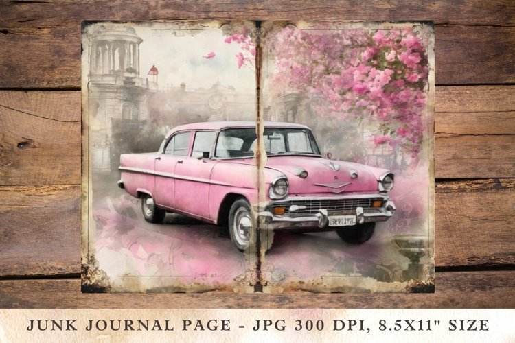 Printable Junk Journal Pages pink car 6