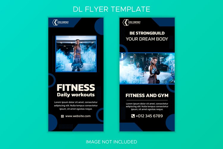 Flat gym and fitness rack card or dl flyer template