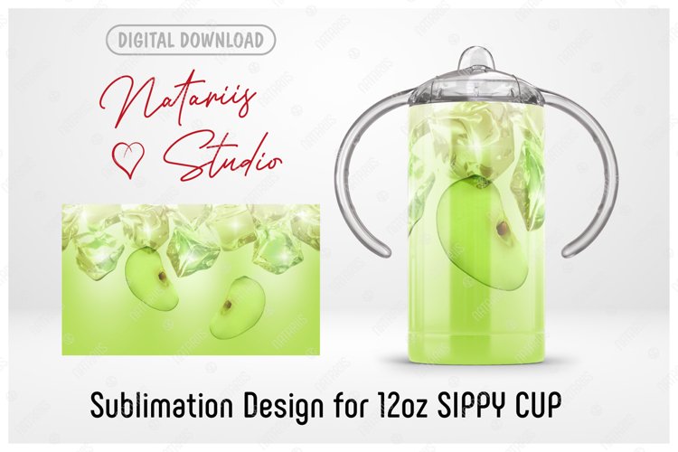 Realistic Apple Ice drink Template - 12 oz SIPPY CUP