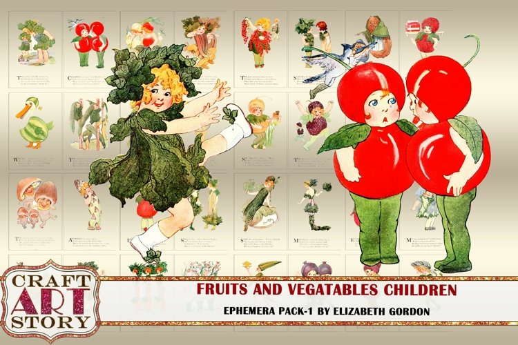 Fruits Children Ephemera Pack-1,Fruits girls Printable kit