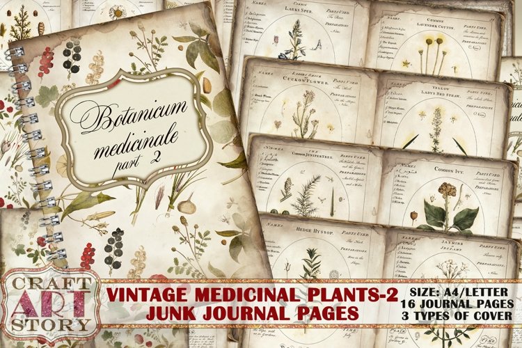 Vintage medicinal plants-2 junk journal Botanical Pages