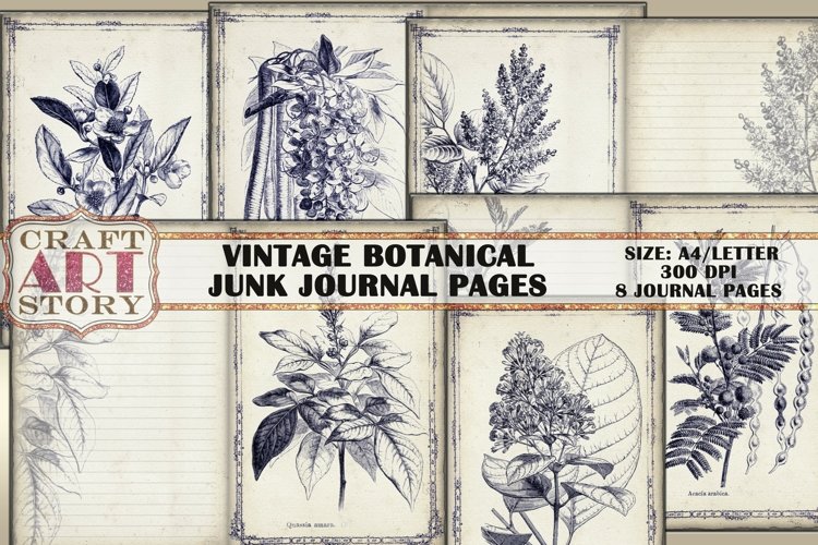 Herbal Botanical Journal Pages Printable,junk journal Pages