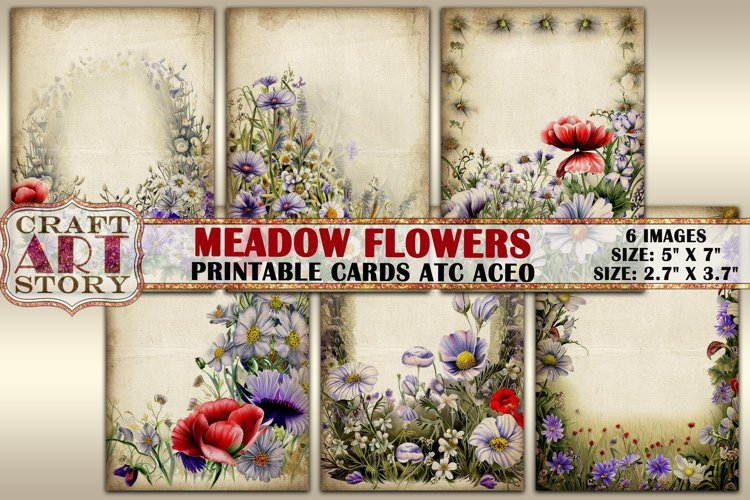 Wildflowers meadow journal paper picture cards Atc ACEO
