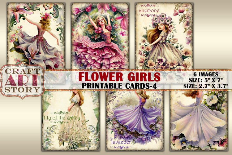 Flower girls card set-4,Flowers girl journal papers cards