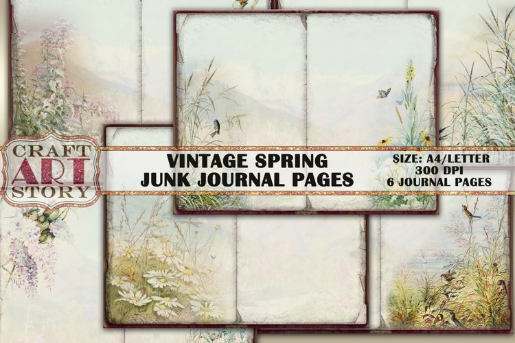 Vintage Spring junk journal,Digital Sheet Download